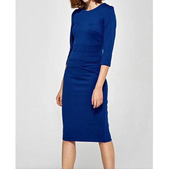 Colett | Dresses | Colett Blue Sheath Dress Fitted Classic Career Size ...